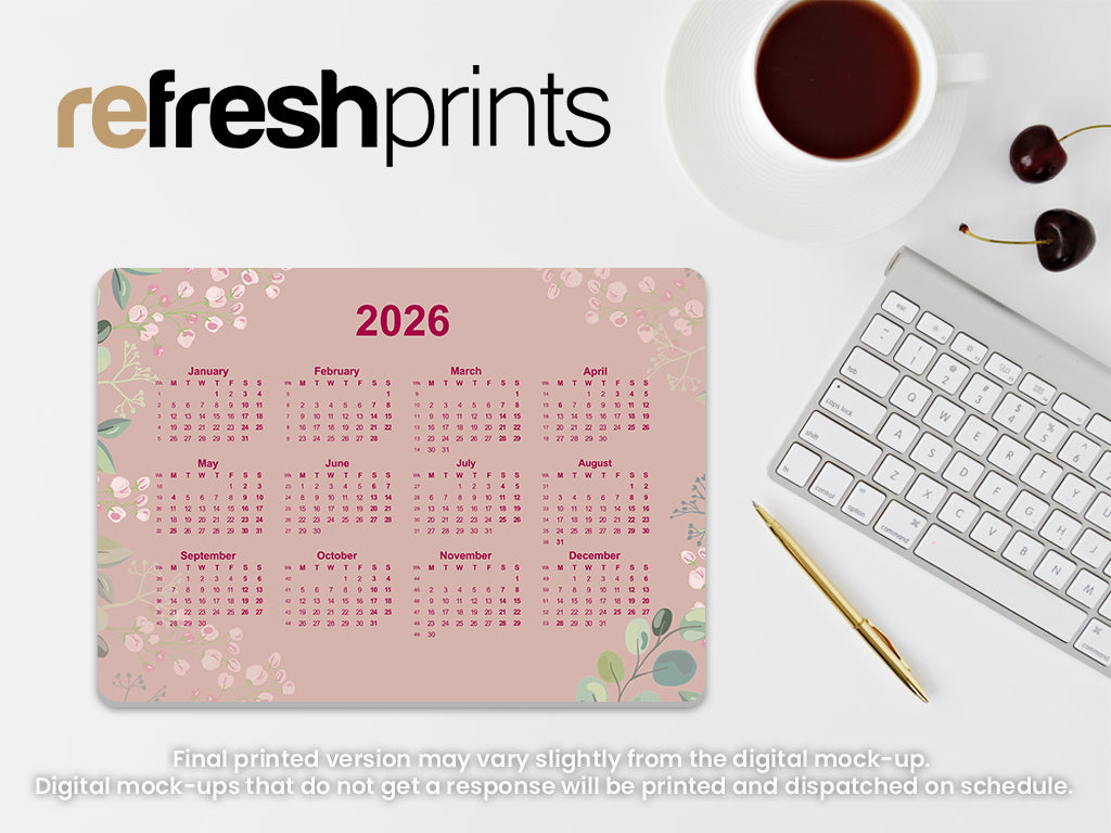 Personalised Pink Border Calendar Regular Mouse Mat Custom – Bar-Mats.co.uk