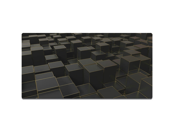 Personalised Black and Gold 3D Cube Platforms Gaming Mat - Desk Mat - 3 ...
