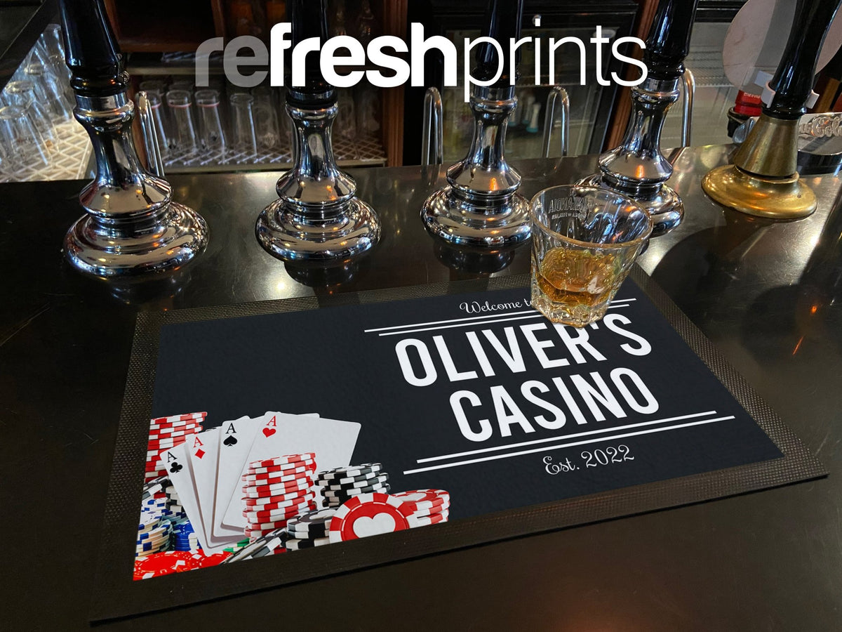Personalised Cards and Chips Regular Bar Runner Custom – Bar-Mats.co.uk
