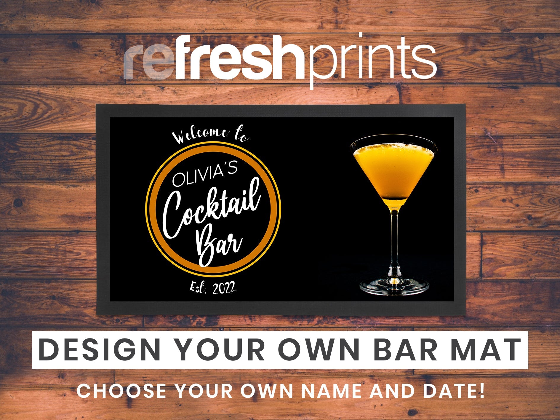 Personalised Cocktail Regular Bar Runner Custom – Bar-Mats.co.uk