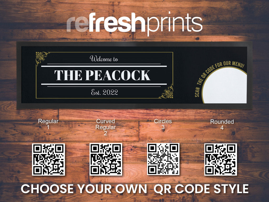 Personalised Custom Bordered QR Code Large Bar Runner Custom – Bar-Mats ...