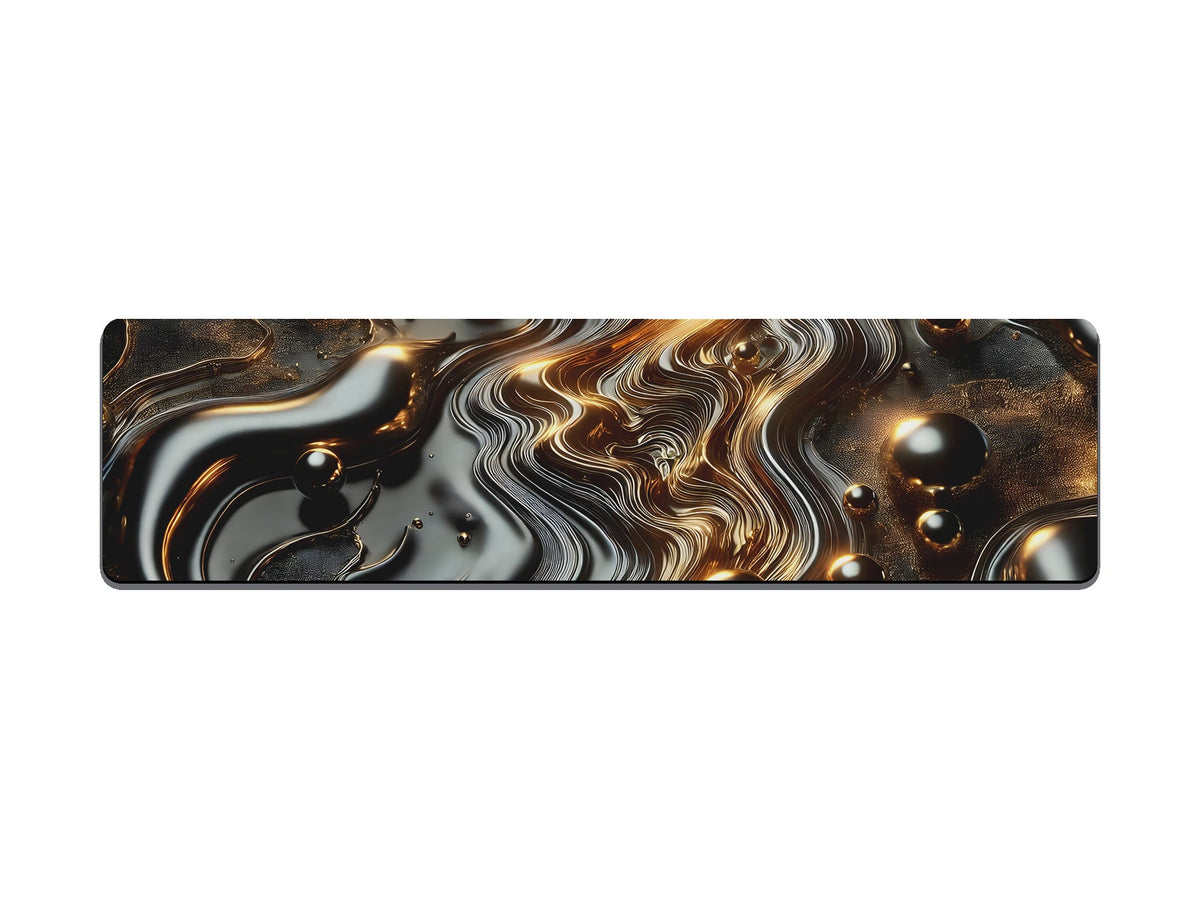 Personalised Liquid Metal with Fluid Gold Waves Gaming Mat - Desk Mat ...