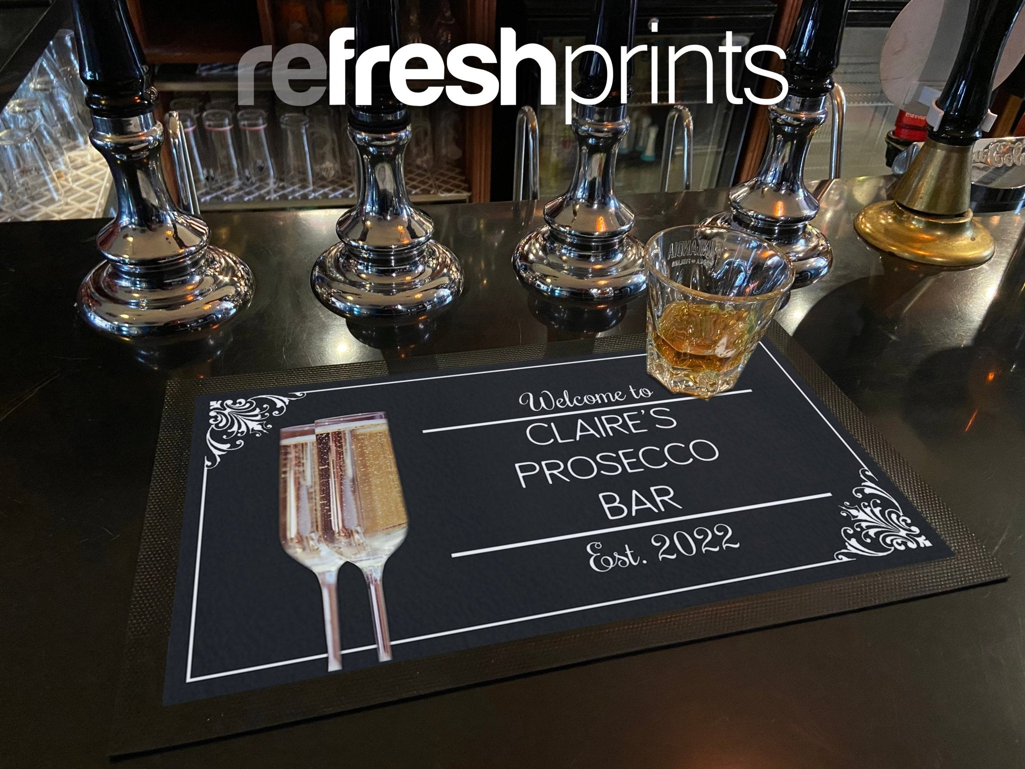 Personalised Prosecco Regular Bar Runner Custom – Bar-Mats.co.uk