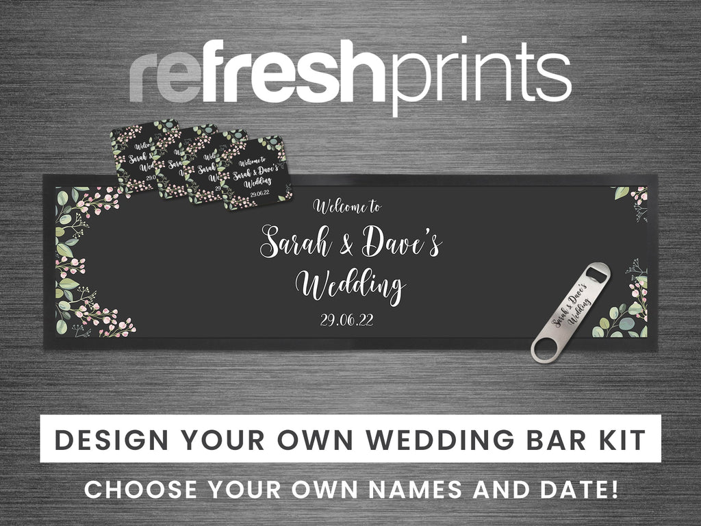 Personalised Wedding Border Large Bar Gift Set Custom – Bar-Mats.co.uk