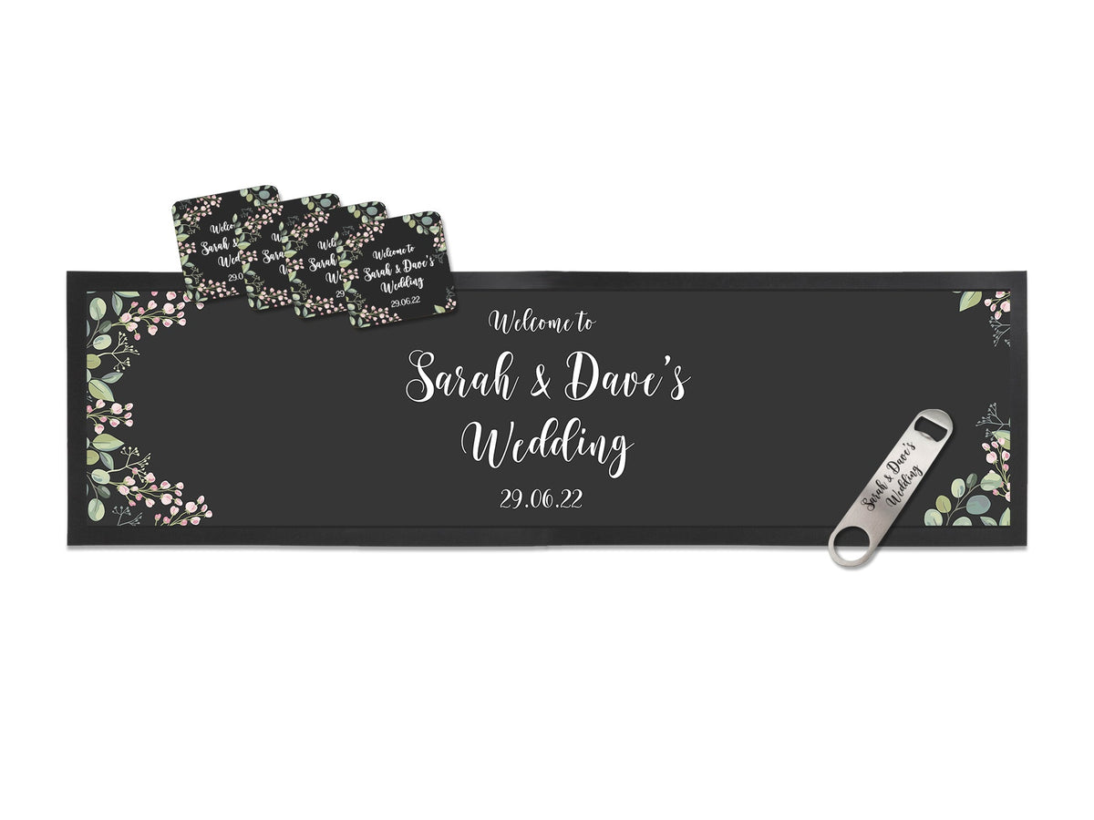 Personalised Wedding Border Large Bar Gift Set Custom – Bar-Mats.co.uk