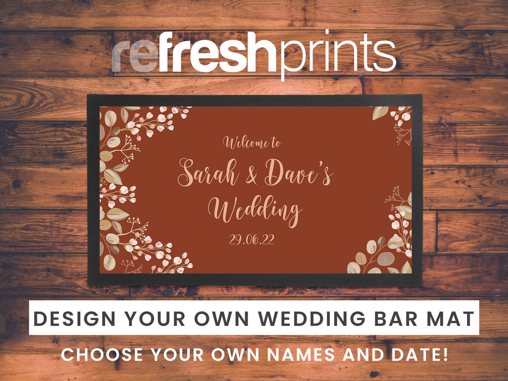 Personalised Wedding Border Terracotta Regular Bar Runner Custom – Bar ...