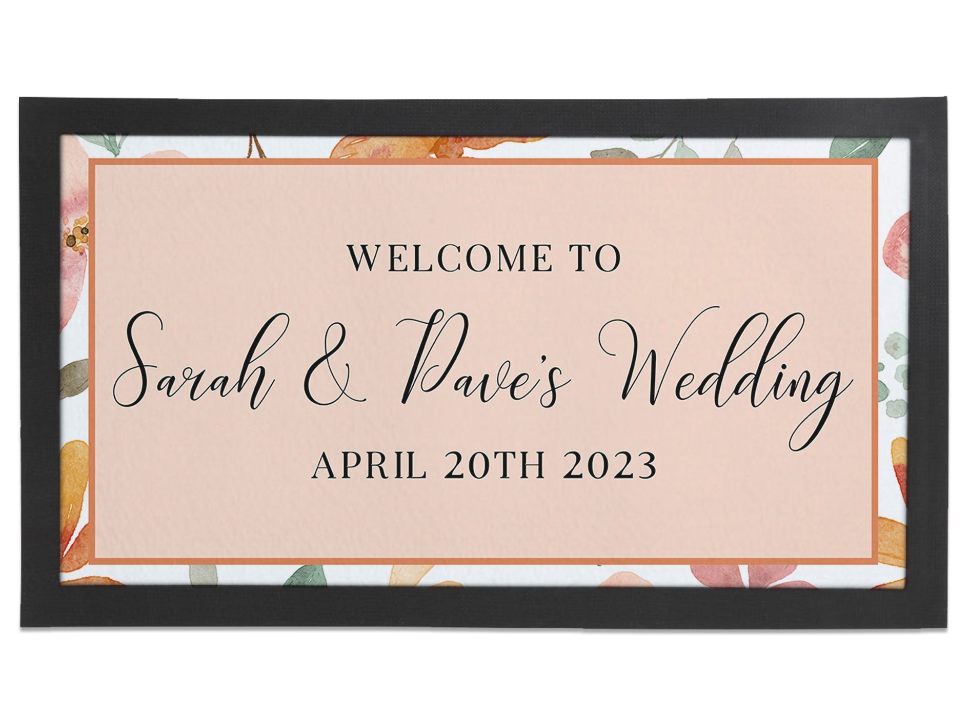 Personalised Wedding Floral Border Regular Bar Runner Custom – Bar-Mats ...