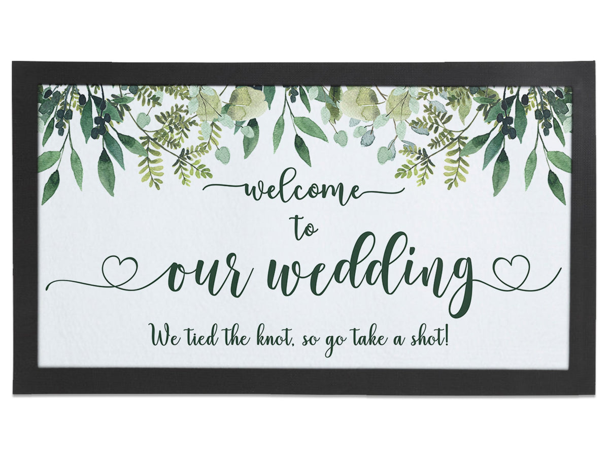 Personalised Wedding Leaves White Regular Bar Runner (Non-Personalised ...